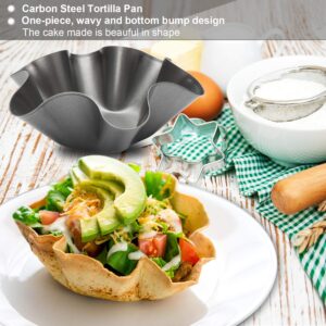 Aybloom Tortilla Pan Set - 6pcs Non-Stick Carbon Steel Taco Salad Bowl Makers Tortilla Shell Pans (Black)