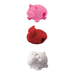 tovolo pot lid lifts, farm animals-set of 3, small, multicolor