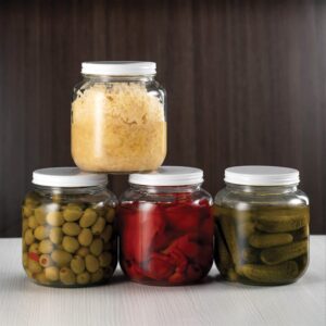 Paksh Novelty Wide Mouth Glass Mason Jar 64 Oz - 4 Pack - Wide Mouth, Airtight Lid, USDA Approved Dishwasher Safe Canning Jar for Fermenting, Sun Tea, Kombucha, Dry Food Storage, Clear