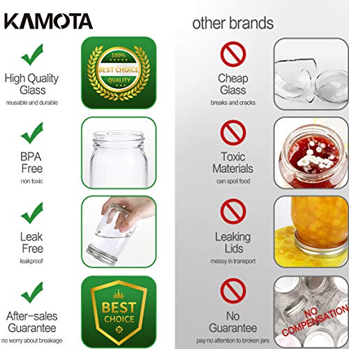 KAMOTA Mason Jars 12 oz With Regular Lids and Bands, Ideal for Jam, Honey, Wedding Favors, Shower Favors, DIY Spice Jars, 24 PACK, 30 Labels Included