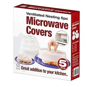 5 piece ventilated microwave covers adjustable steam vents assorted sizes bpa free mixed sizes for large & small food plates bowls