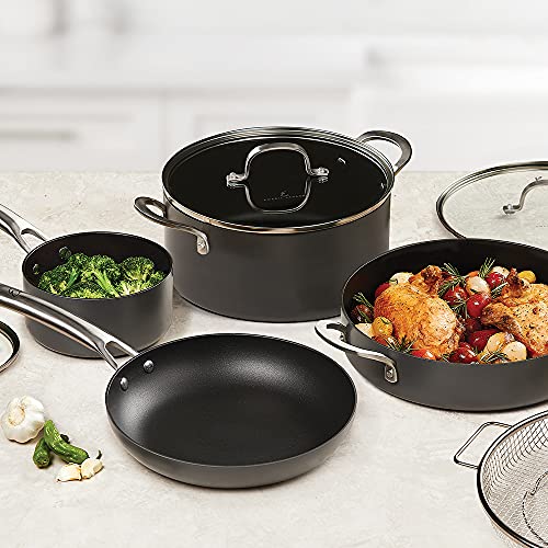 Emeril Everyday Forever Pans Hard-Anodized Cookware, 10-Piece Pots and Pans Set Nonstick with Utensils, Induction Compatible by Emeril Lagasse, Black 10 Piece Set OPEN BOX