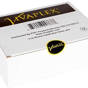 Vivaplex, 12, Cobalt Blue, 4 oz, Round Glass Jars, with Inner Liners and Black Lids