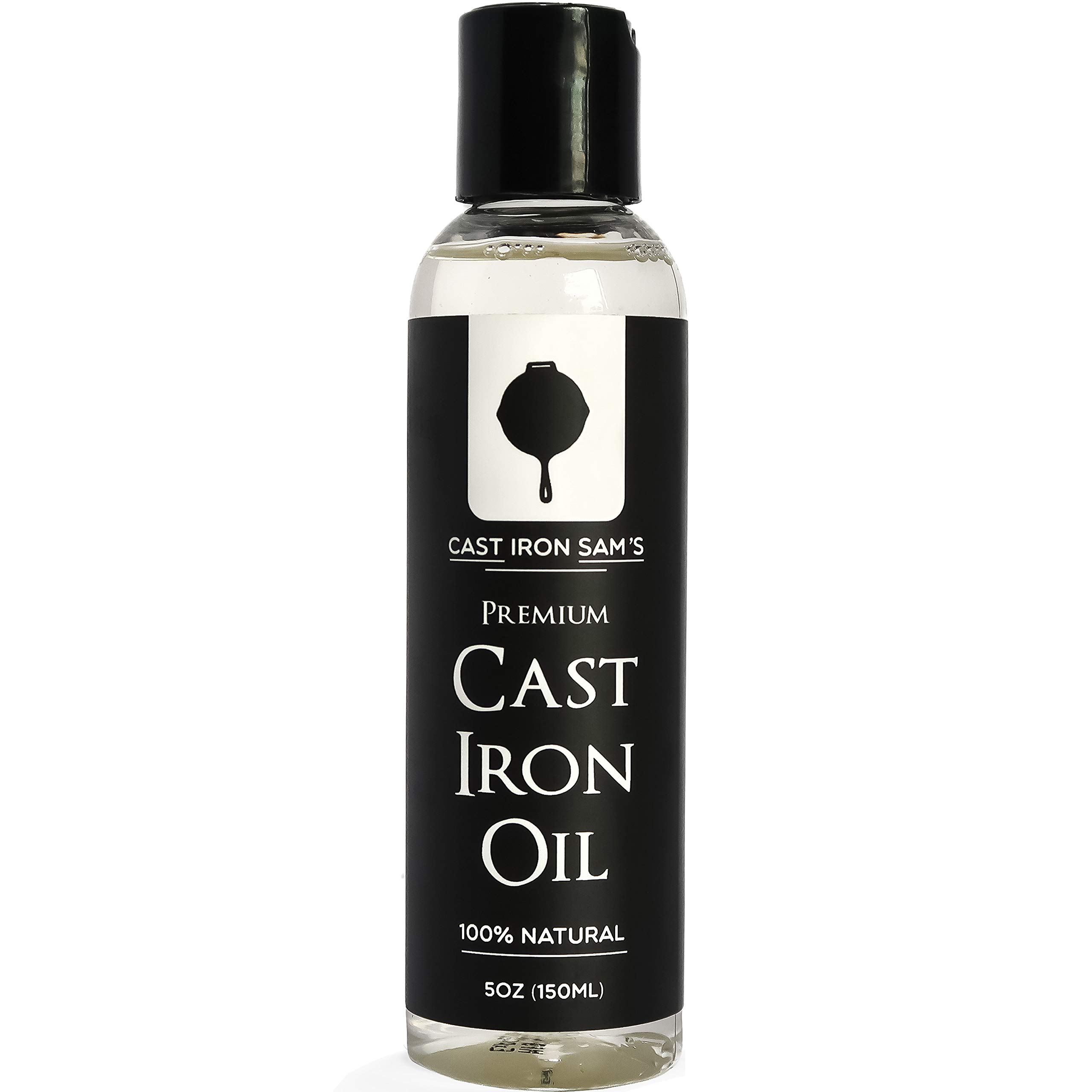 Cast Iron Sam's 100% Natural Cast Iron Seasoning Oil - Clean, Condition, Protect and Care for Your Cookware – Cast Iron Oil for All Iron Pans, Skillets, Griddles, Dutch Ovens, Woks.