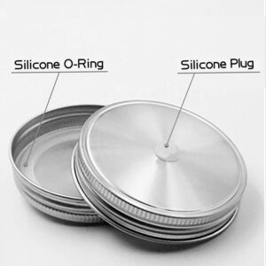 6pcs Pack 304 Stainless Steel Wide Mouth Mason Jar Lids with Straw Hole, Including 6pcs Stainless Steel Straws and 1pcs Cleaning Brush, Compatible with Ball & Kerr Mason Jars