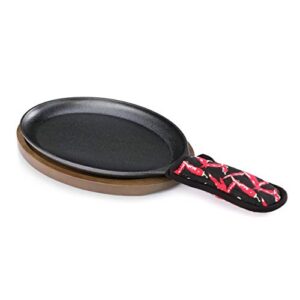 new star foodservice 1028614 commerical grade cast iron fajita set, sizzling skillet, japanese steak plate