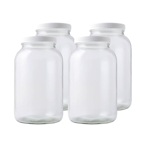 One gallon Wide Mouth Glass Jar with Lid-Set of 4