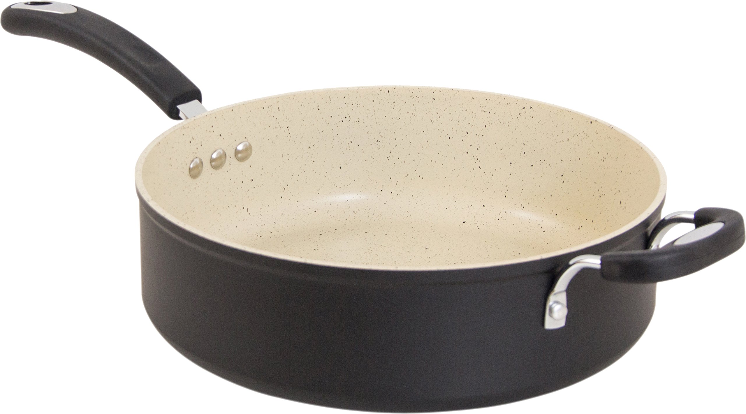 Ozeri All-In- One Stone Saucepan and Cooking Pot 100% APEO, GenX, PFBS, PFOS, PFOA, NMP and NEP-Free German-Made Coating, 5 L (5.3 Quart), Lava Black