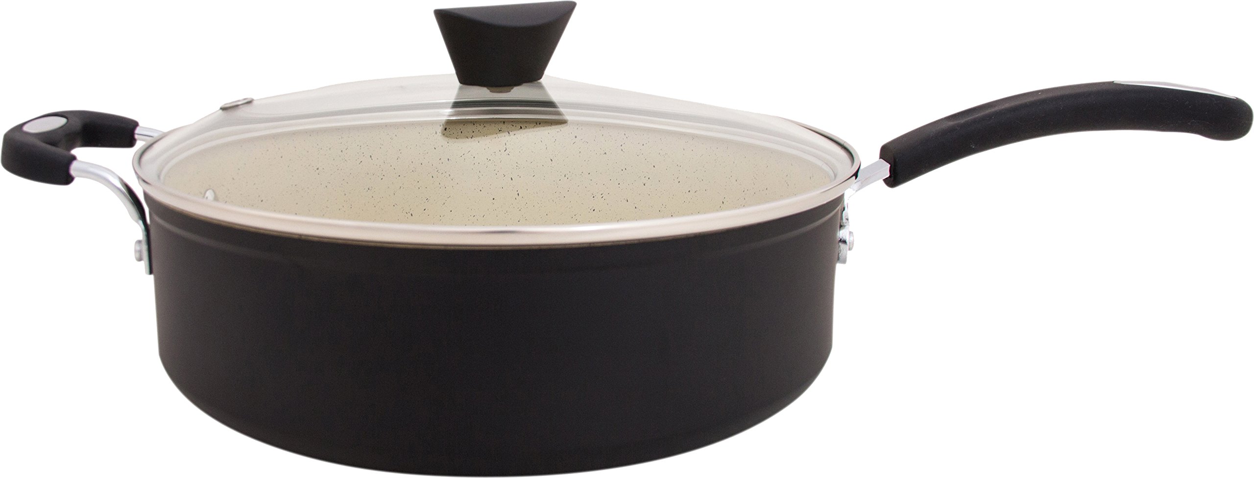 Ozeri All-In- One Stone Saucepan and Cooking Pot 100% APEO, GenX, PFBS, PFOS, PFOA, NMP and NEP-Free German-Made Coating, 5 L (5.3 Quart), Lava Black