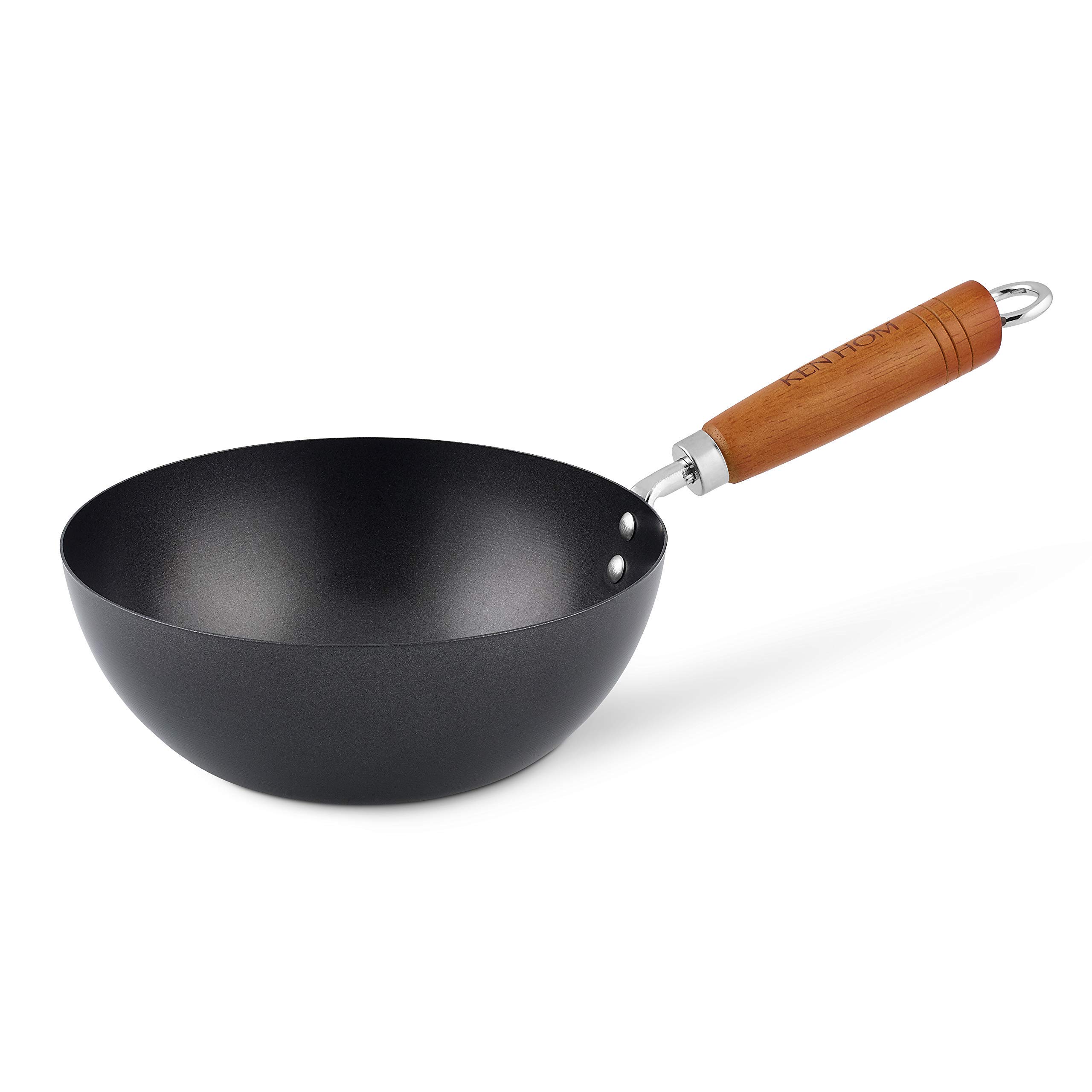 Ken Hom Classic Non-Stick Carbon Steel Mini Wok - Lightweight Carbon Steel Mini Wok - Non-Stick Stir Fry Pan & Wok - Hand Wash Only - 8 inches