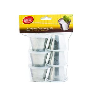 tablecraft 2.5 oz dipping cups with lids, 2.5-ounce , 6 pack, silver