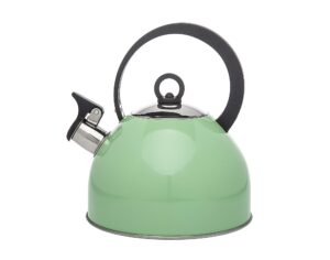 godinger studio hot water tea kettle, stainless steel tea pot with whistle - 2.5l, mint