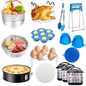 accessories for instant pot, 73 pcs accessories for pressure cooker for 5/6/8 qt electric pressure cooker -2 steamer baskets, steamer rack, non-stick springform pan, egg rack