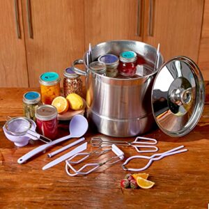 Canning Supplies Starter Kit in Lavender - 9-Piece Canning Tools Set with Stainless-Steel Rack, Ladle, Jar Funnel, Jar Lifter, Magnetic Lid Lifter, Jar Wrench, Strainer, Kitchen Tongs, Bubble Popper