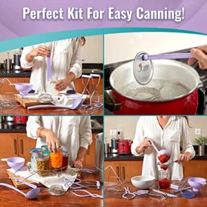 Canning Supplies Starter Kit in Lavender - 9-Piece Canning Tools Set with Stainless-Steel Rack, Ladle, Jar Funnel, Jar Lifter, Magnetic Lid Lifter, Jar Wrench, Strainer, Kitchen Tongs, Bubble Popper