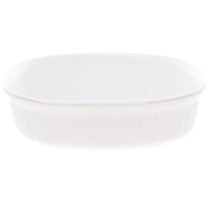 CorningWare French White 1.5 Quart Oval Casserole Bundle: 1.5 Oval with Plastic Lid