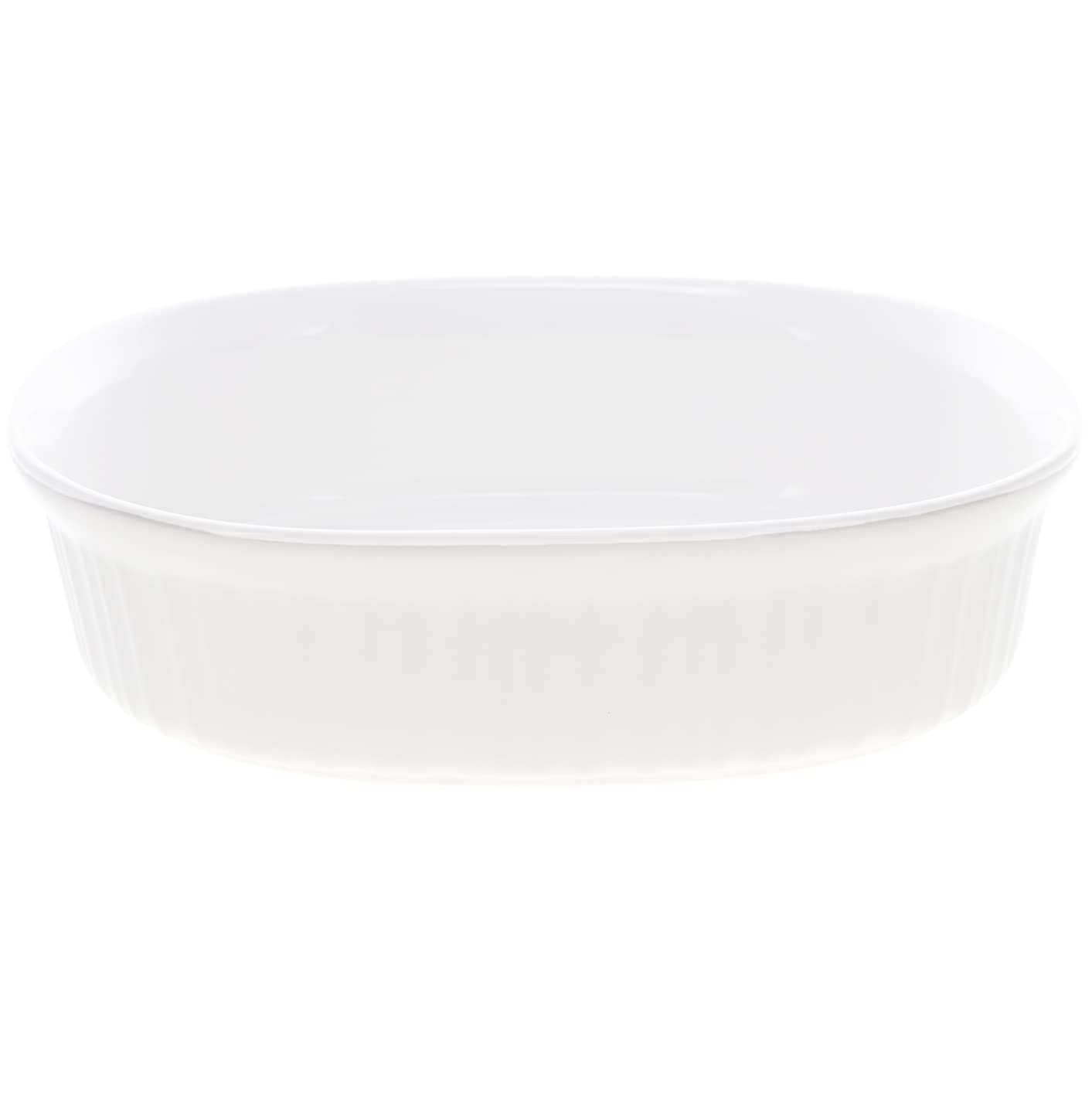 CorningWare French White 1.5 Quart Oval Casserole Bundle: 1.5 Oval with Plastic Lid