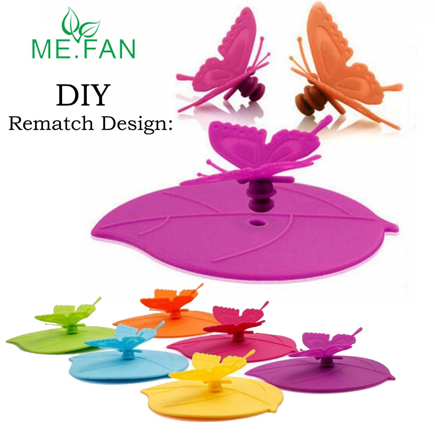 Silicone Cup Lids - Creative Butterfly Mug Cover From ME.FAN - Anti-dust Airtight Seal Silicone Drink Cup Lids - Hot Cup Lids 6 Set In Bright Colors