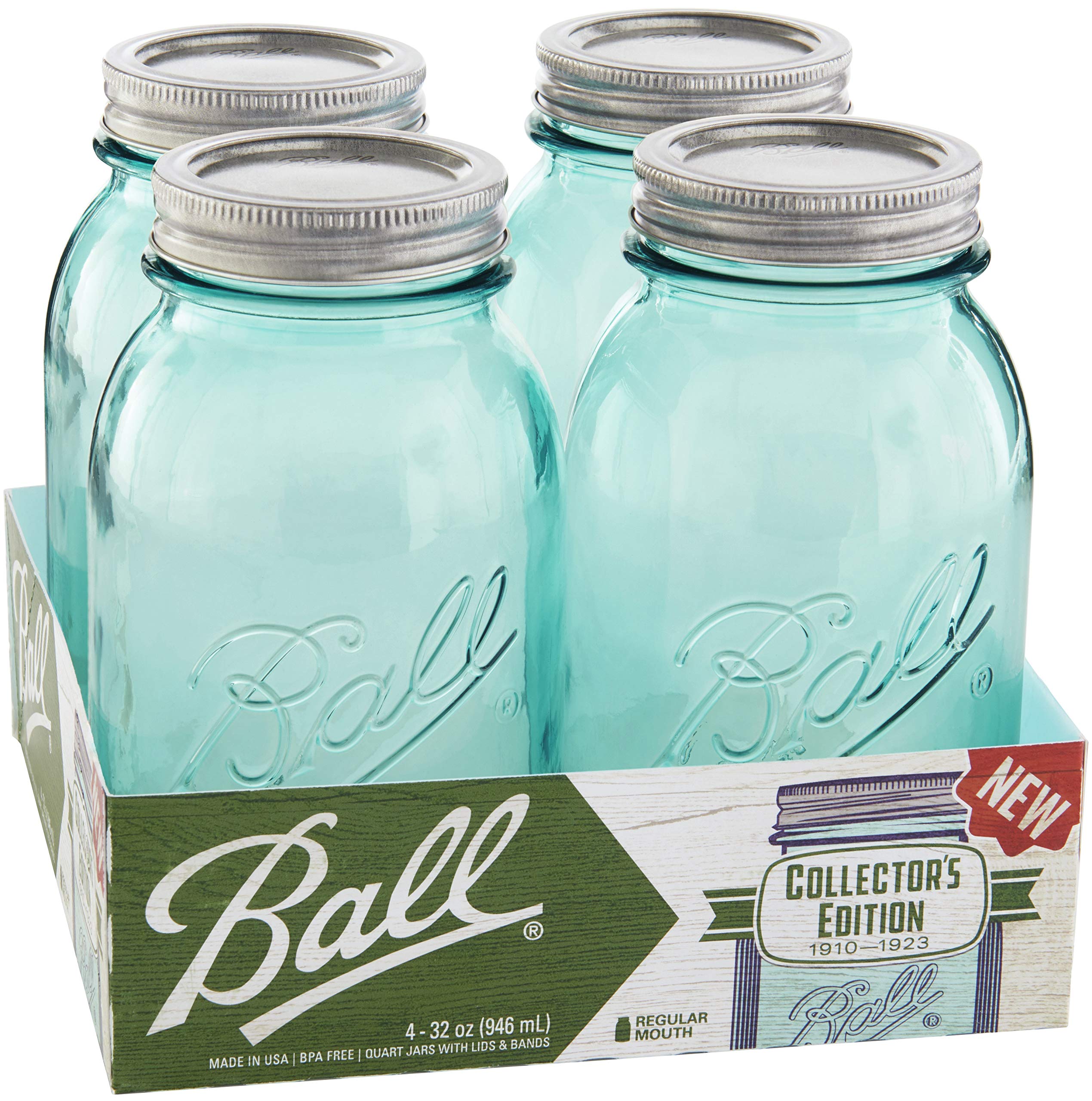 Rubbermaid Commercial Products Ball Canning JAR, us:one size, Quart Vintage Aqua, 32oz