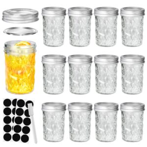 moniko mini mason jars,canning jars,6 oz mason jars with lids,small glass jars ideal for food storage, jam, spice,candle,honey,wedding favors(12 pack)