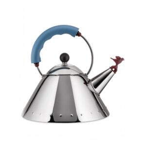 alessi kettle, 9'' h x 8.5'' w x 8.5'' d, blue