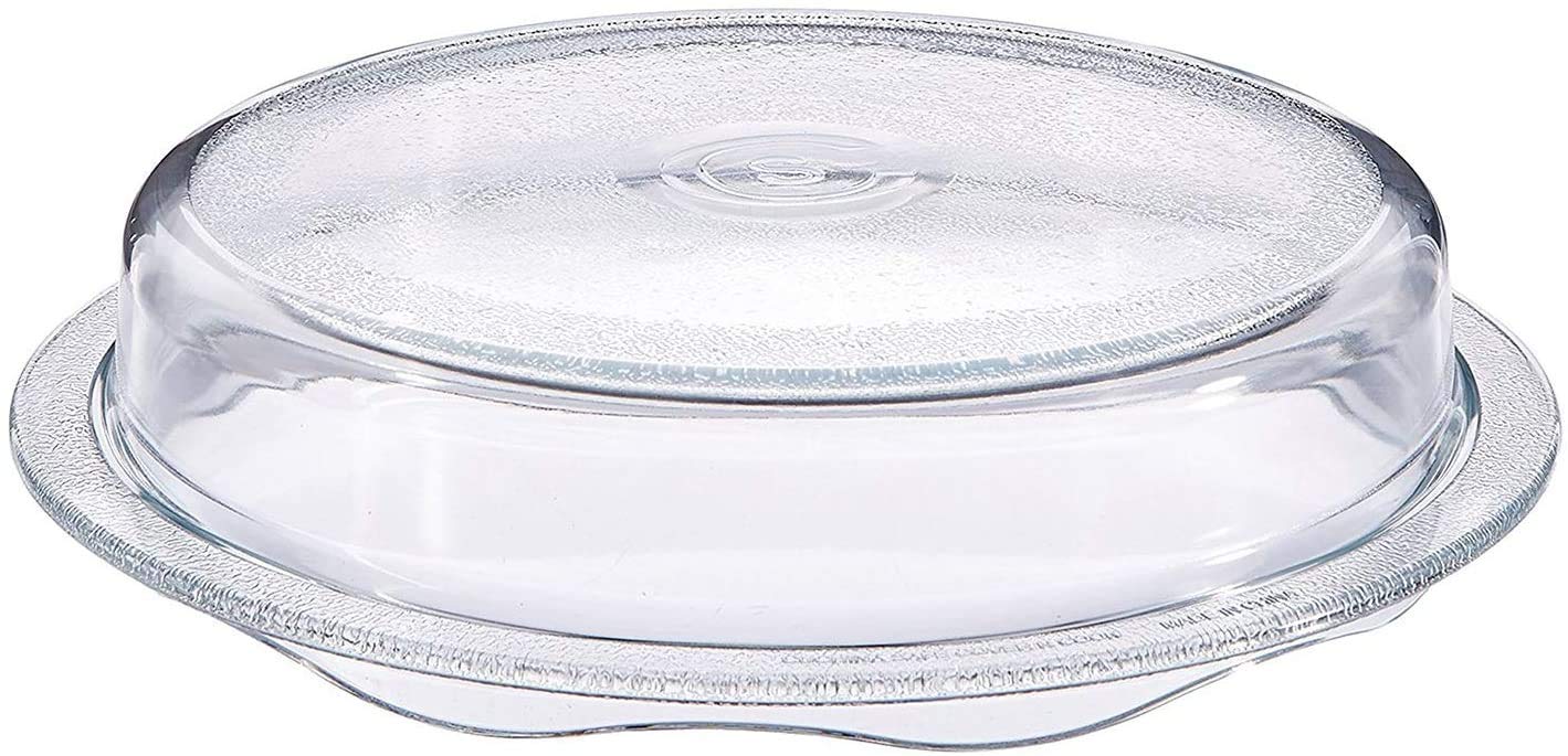 Cuchina Safe 2-in-1 Cover ‘n Cook Vented Glass Microwave Plate Cover and Baking Dish; Easy to Grip for Baking and Serving