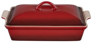 le creuset stoneware heritage covered rectangular casserole, 4 qt. (12" x 9"), cerise