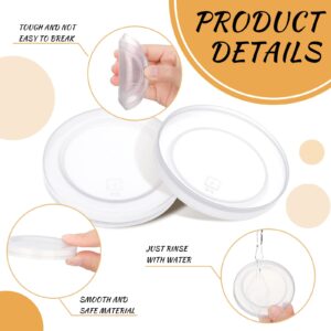 Hoolerry 10 Pcs Yogurt Jar Lids Set 2.64 Inch Clear Plastic Food Storage Replacement Lids Covers Compatible with Oui Yogurt Jars for Coffee Cookie Supplies (10 Pcs, 2.64 Inch)