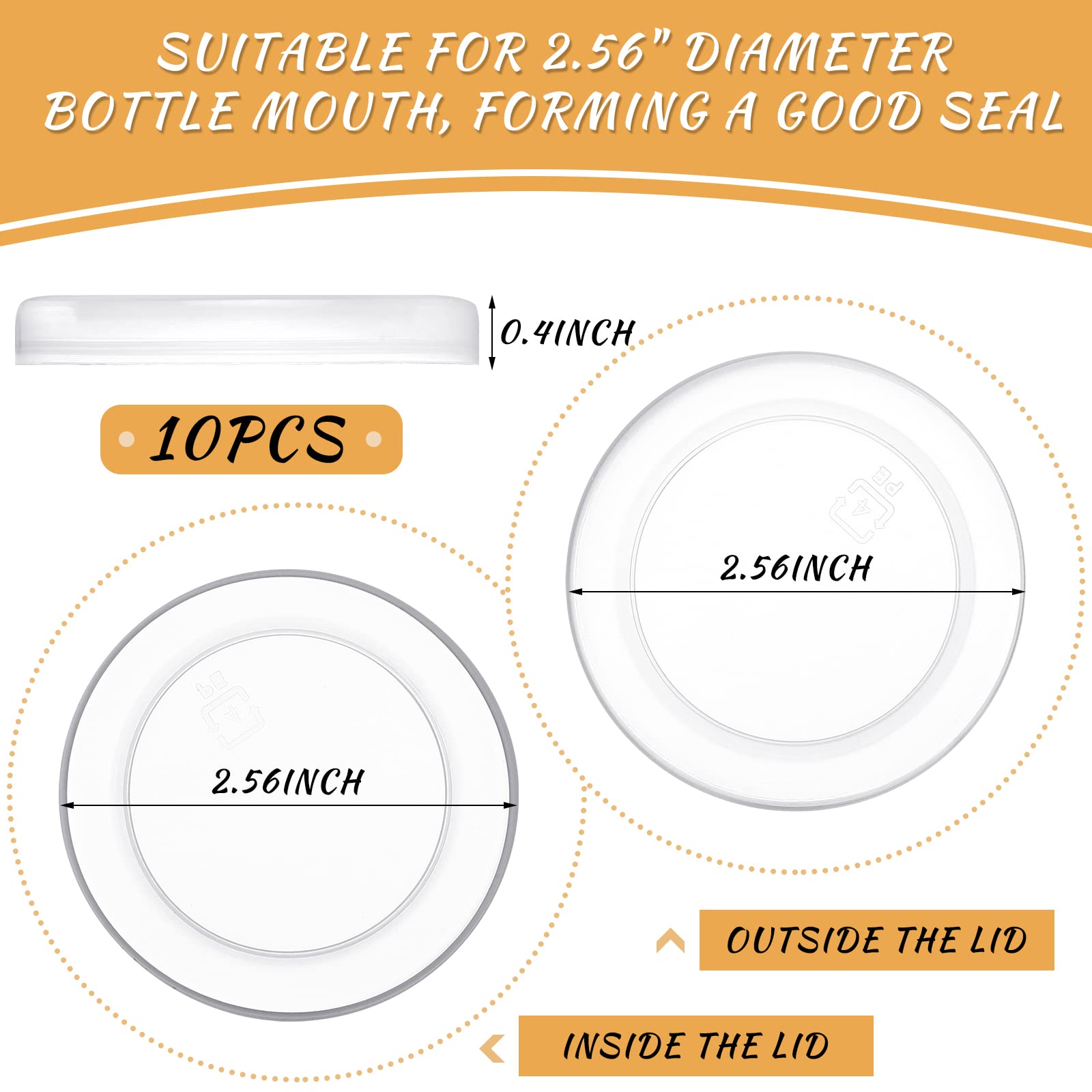 Hoolerry 10 Pcs Yogurt Jar Lids Set 2.64 Inch Clear Plastic Food Storage Replacement Lids Covers Compatible with Oui Yogurt Jars for Coffee Cookie Supplies (10 Pcs, 2.64 Inch)