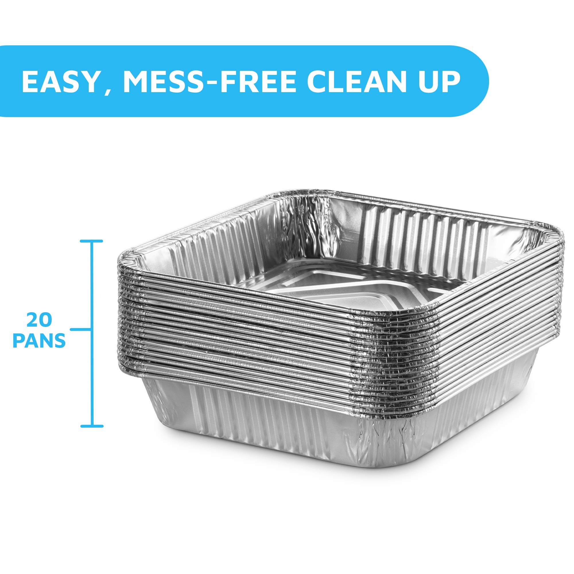 MontoPack 9” Disposable Aluminum Foil Square Baking Pans | 9 x 9 Cake Pan Tin for Broiling, Toaster Oven, Meal Prep, Roasting, Take Out | Perfect for Brownie & Lasagna Trays | 20 Pack