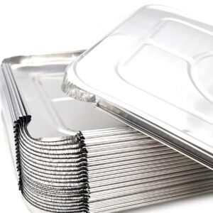 (35 Pack) Premium Lids for Chafing Pans 9" x 13" Half Deep Pans l Top Choice Disposable Heavy Duty Aluminum Foil Tin Pan Lid Perfect for Roasting Potluck Catering Party BBQ Baking Cakes Pie