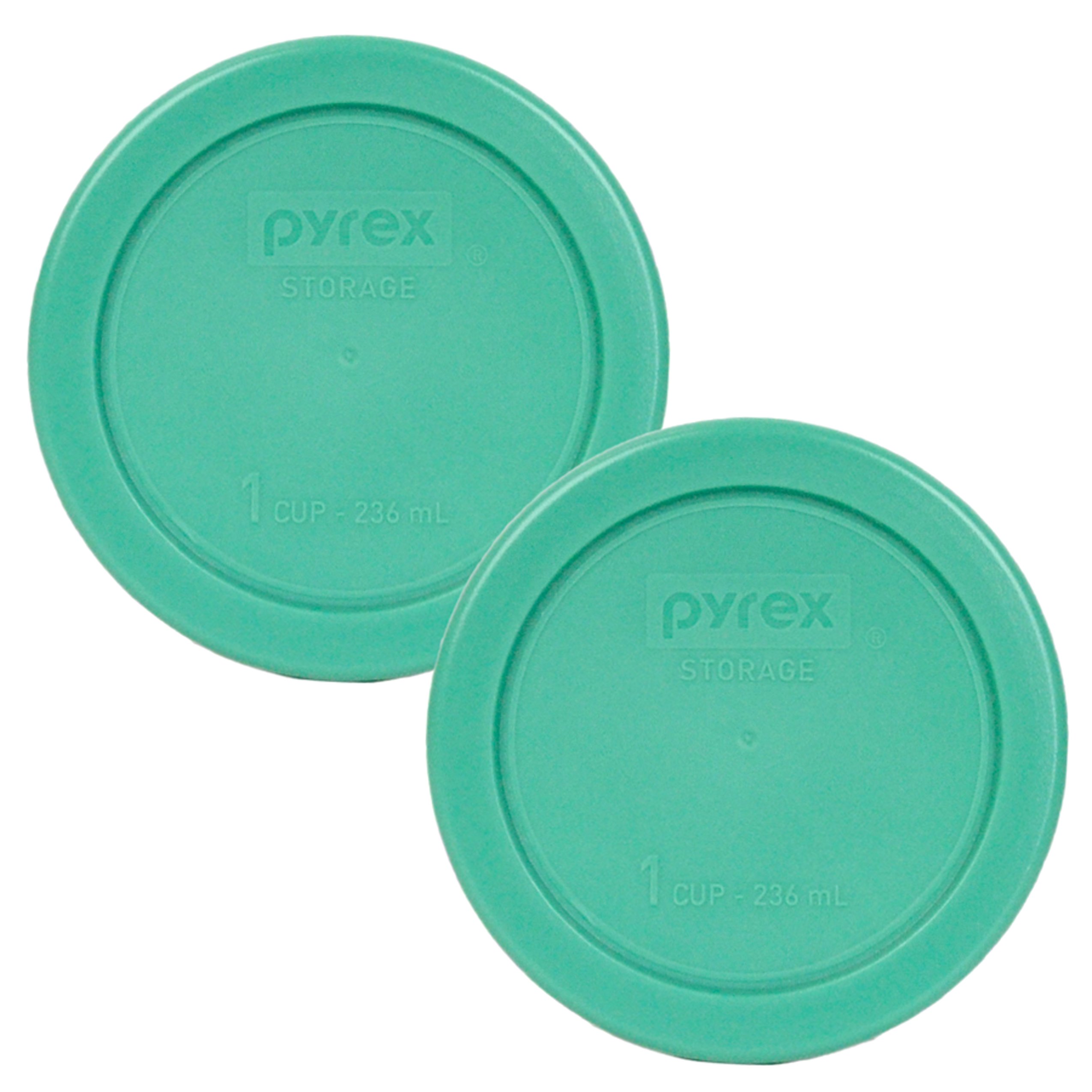 Pyrex Bundle - 2 Items: 7202-PC 1-Cup Green Plastic Food Storage Lids, Made in USA