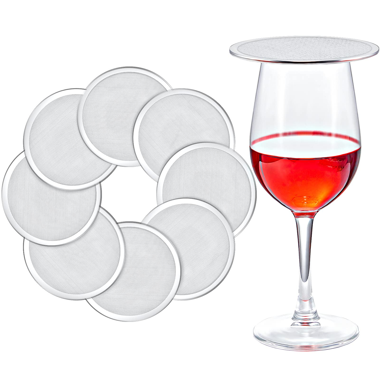 Stainless Steel Drink Covers Wine Glass Cover Mesh Ventilated Discs Keeps Debris Out Cup Covers Wine Glass Lid for Beverage Cover Outdoors Ventilation Reducing Splashing (8)