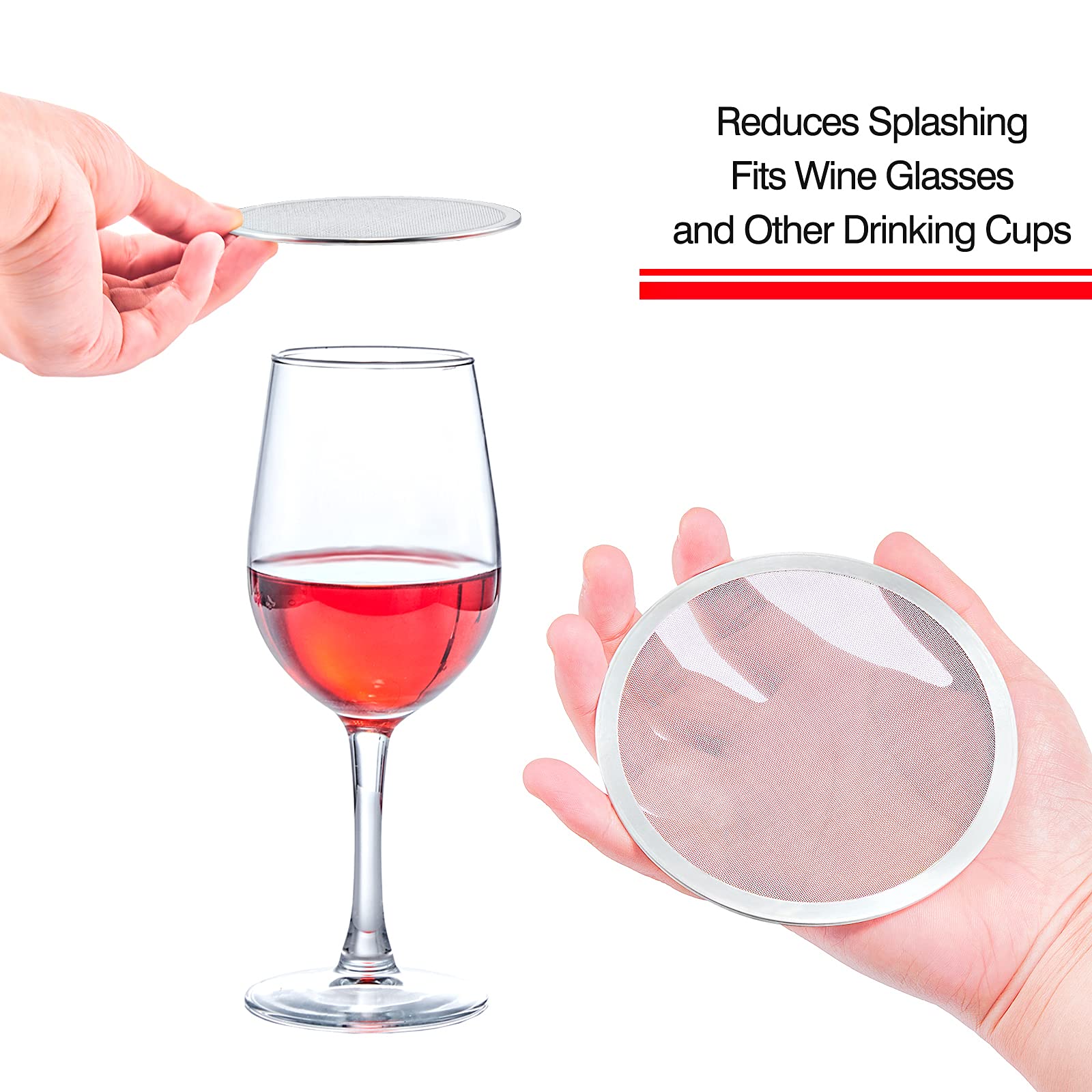 Stainless Steel Drink Covers Wine Glass Cover Mesh Ventilated Discs Keeps Debris Out Cup Covers Wine Glass Lid for Beverage Cover Outdoors Ventilation Reducing Splashing (8)