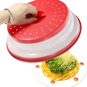 Collapsible Microwave Food Plate Cover,Vented,BPA Free Food Grade Silicone Lid-Red