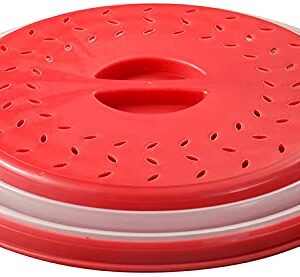 Collapsible Microwave Food Plate Cover,Vented,BPA Free Food Grade Silicone Lid-Red