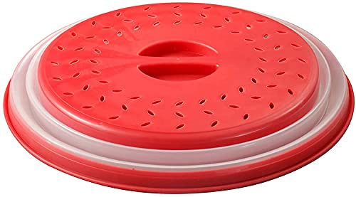 Collapsible Microwave Food Plate Cover,Vented,BPA Free Food Grade Silicone Lid-Red