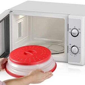 Collapsible Microwave Food Plate Cover,Vented,BPA Free Food Grade Silicone Lid-Red