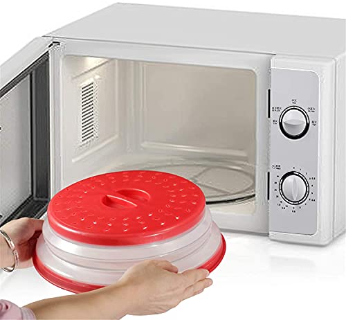 Collapsible Microwave Food Plate Cover,Vented,BPA Free Food Grade Silicone Lid-Red