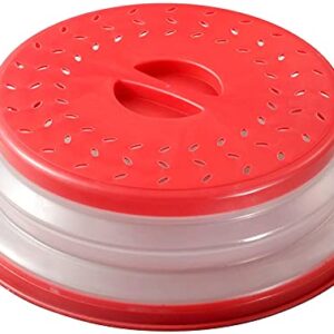 Collapsible Microwave Food Plate Cover,Vented,BPA Free Food Grade Silicone Lid-Red