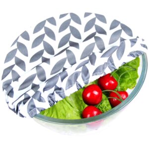 wegreeco Reusable Bowl Covers - Set of 3, Grey Leaf