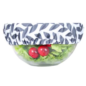 wegreeco Reusable Bowl Covers - Set of 3, Grey Leaf