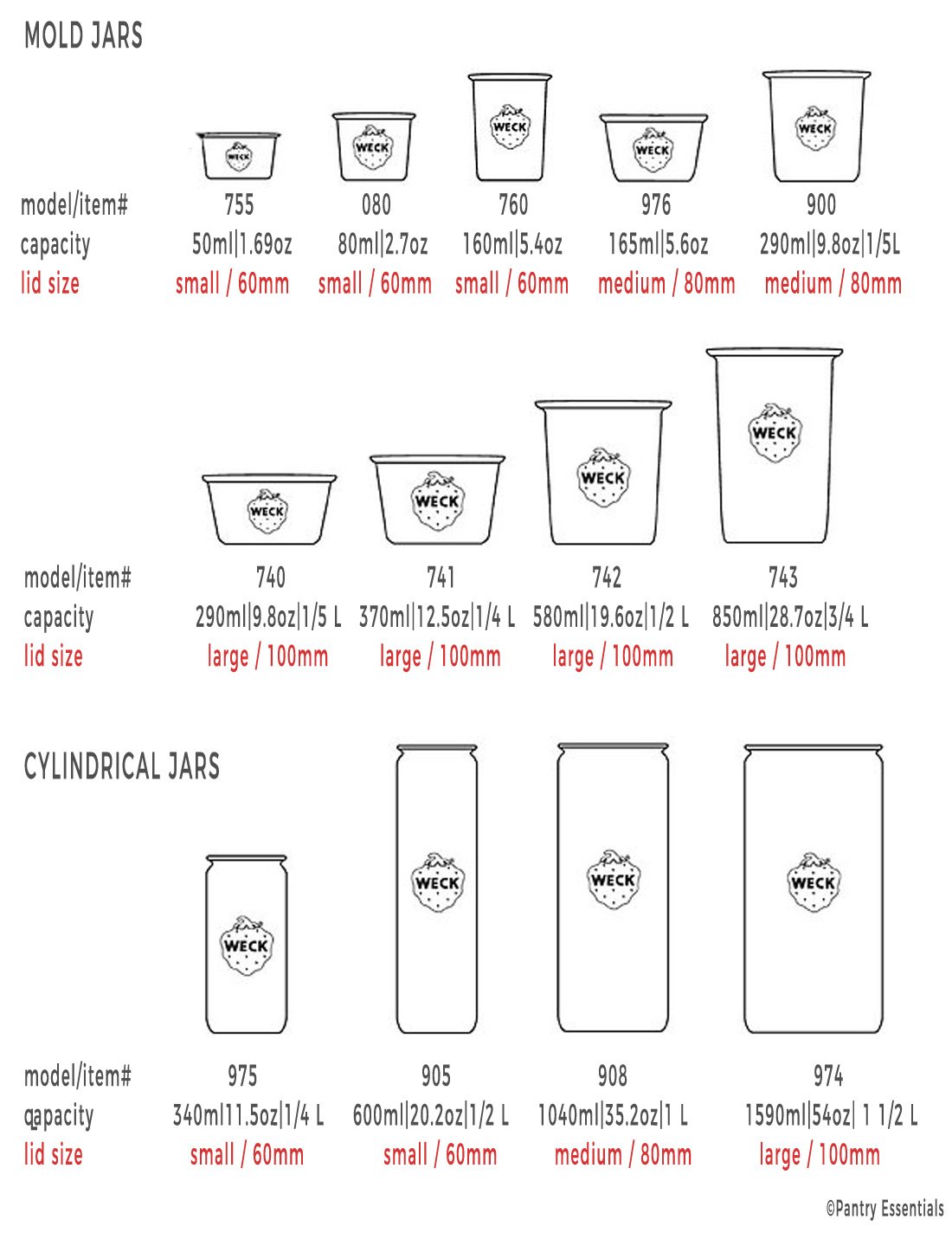 Weck Jar Keep Fresh Plastic Lids, 6 PACK (Large = 100mm). Fits Models 740, 741, 742, 743, 738, 739, 744, 745, 748, 974