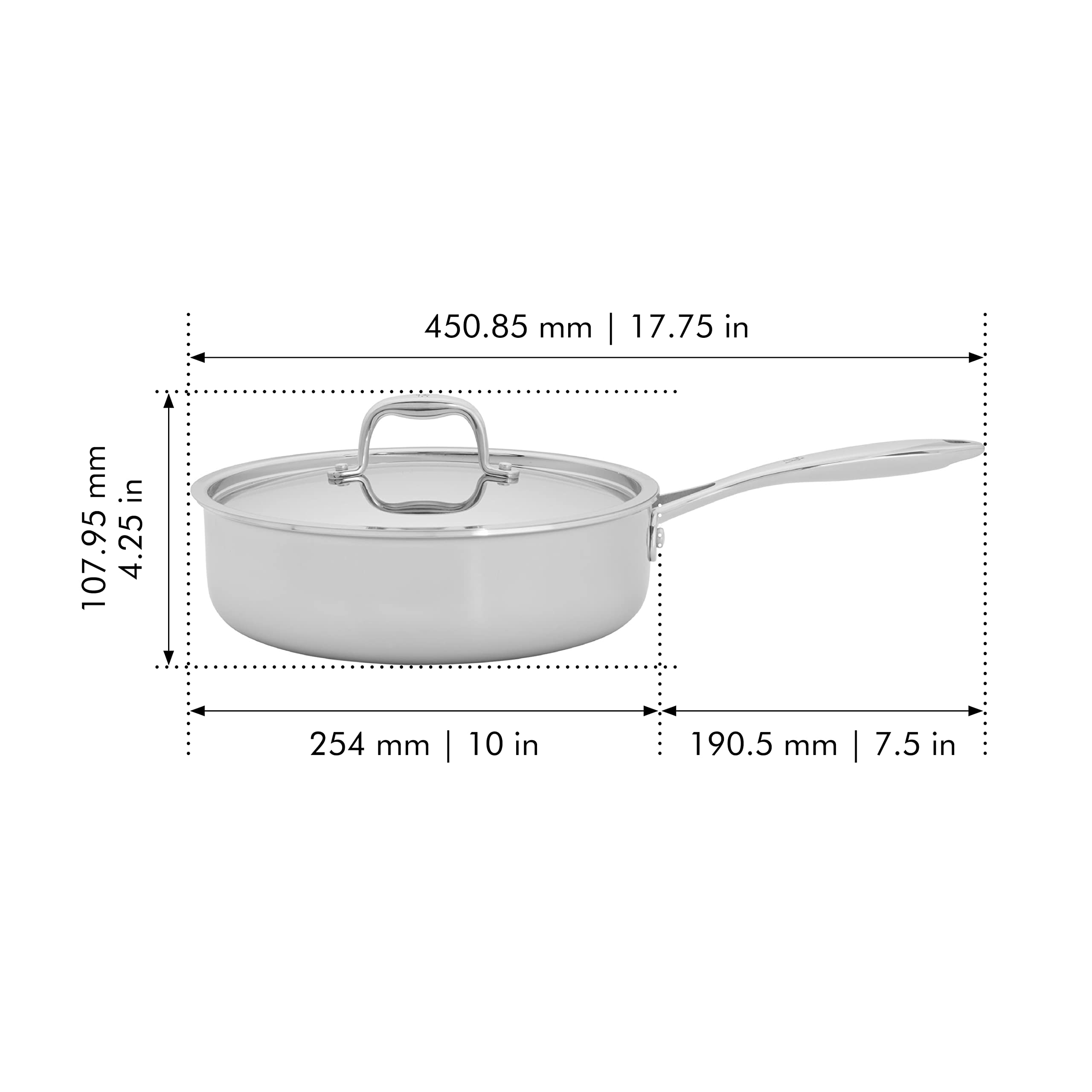 HENCKELS Clad Impulse 10-pc 3-Ply Stainless Steel Pots and Pans Set, Cookware Set, Fry Pan, Saucepan with Lid, Saute Pan with Lid, Dutch Oven with Lid, Stay-Cool Handles, Induction Stove Compatible