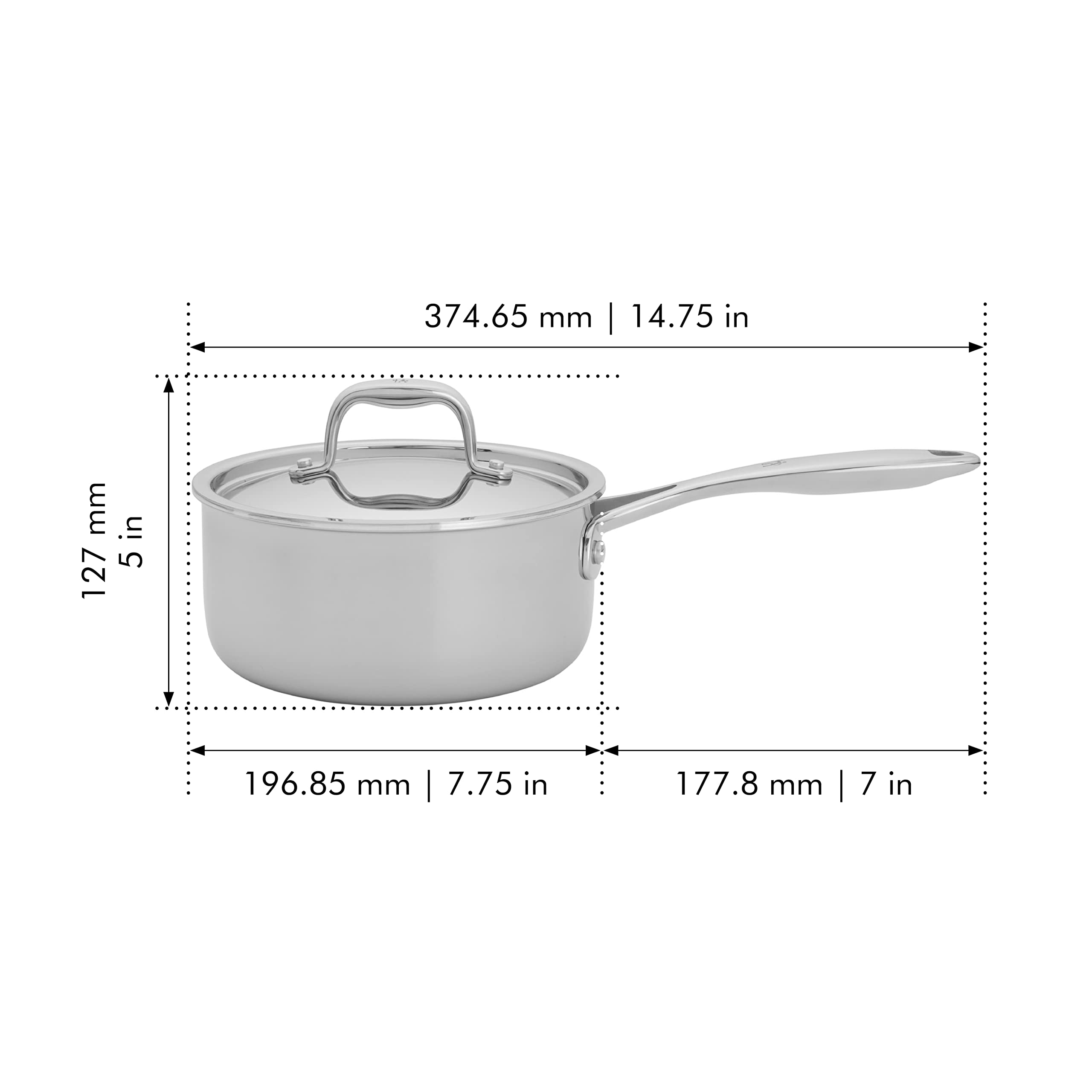 HENCKELS Clad Impulse 10-pc 3-Ply Stainless Steel Pots and Pans Set, Cookware Set, Fry Pan, Saucepan with Lid, Saute Pan with Lid, Dutch Oven with Lid, Stay-Cool Handles, Induction Stove Compatible