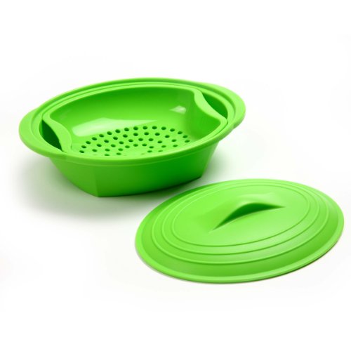 Norpro Silicone Steamer with Insert, Green, 1 Count (Pack of 1)