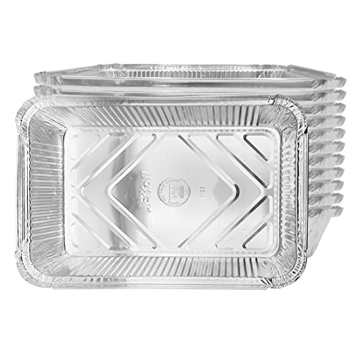 PARTY BARGAINS 4 LB Aluminum Foil Pans, 50 Pack, 12 x 8 x 1.7 Aluminum Pan for Cooking, Baking Cakes, Bread, Casserole, Roasting, Broiling, Steam Pan Set (Max 240°C)