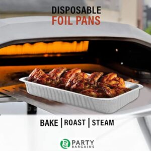 PARTY BARGAINS 4 LB Aluminum Foil Pans, 50 Pack, 12 x 8 x 1.7 Aluminum Pan for Cooking, Baking Cakes, Bread, Casserole, Roasting, Broiling, Steam Pan Set (Max 240°C)