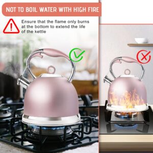 Tea Kettle - HIHUOS Whistling Tea Pots for Stove Top - Sleek 18/8 Stainless Steel Stovetop Kettle, Easy-grip Handle With Trigger Opening Mechanism, 1 Free Silicone Pinch Mitt Included (Pink 2.64QT)