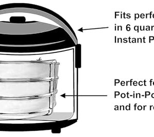 EasyShopForEveryone Stainless Steel 3 Tier Stackable Insert Pans, Compatible with 6 Qt Instant Pot, Pot-in-Pot, Baking Pans for Flan, Layer Cake